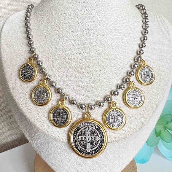 Anthropologie | Jewelry | New Gold Plated Reversible Coin Cross ...